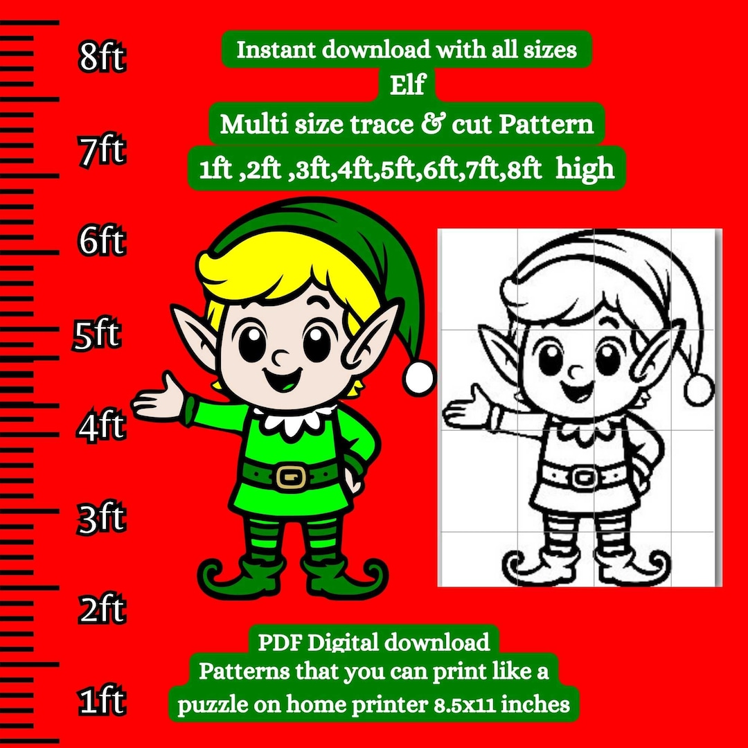 Yard Elf Template Pattern PDF ,printable Trace and Cut, Christmas ...