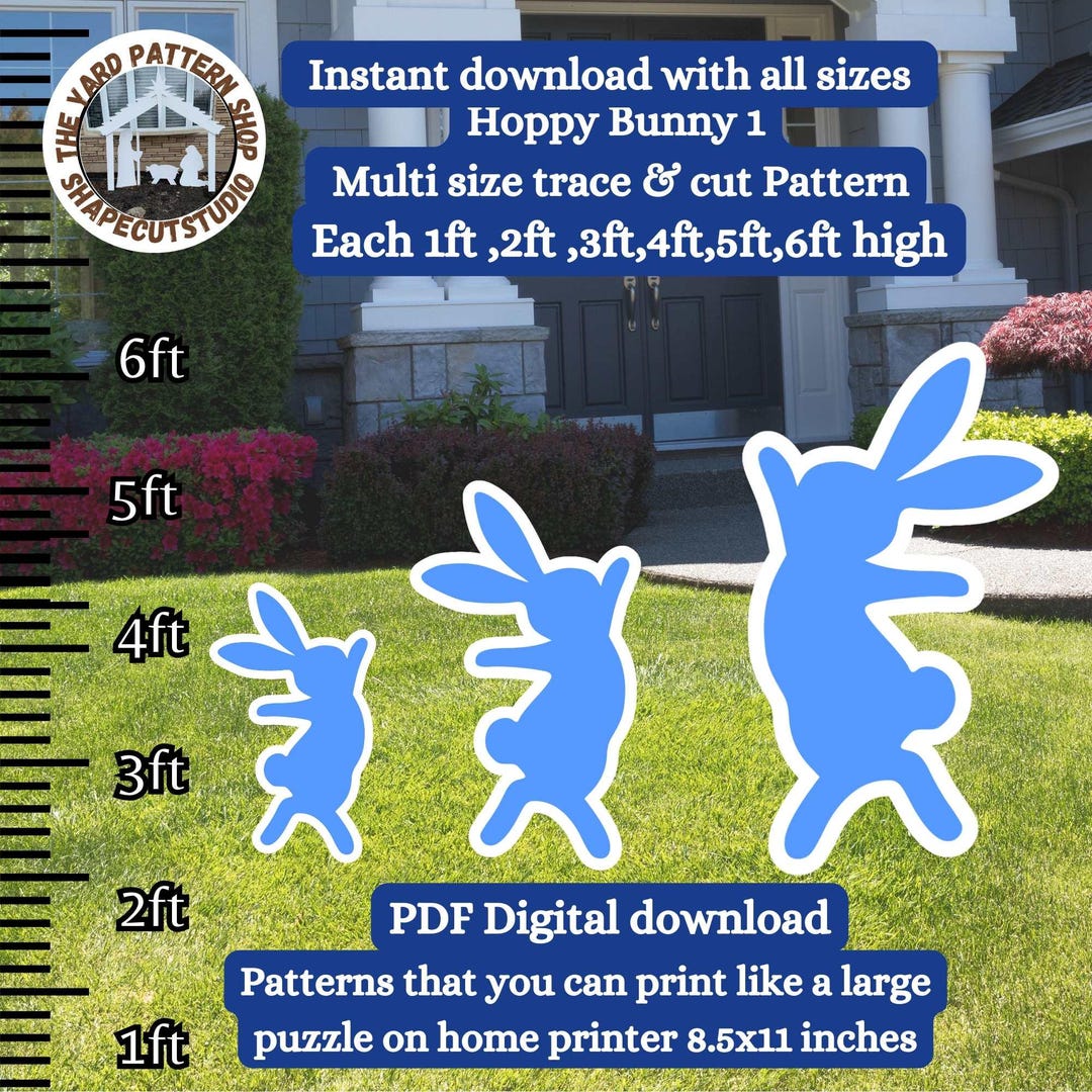 1ft to 6ft Diy Easter Yard Art Hoppy Easter Bunny PDF Template ...