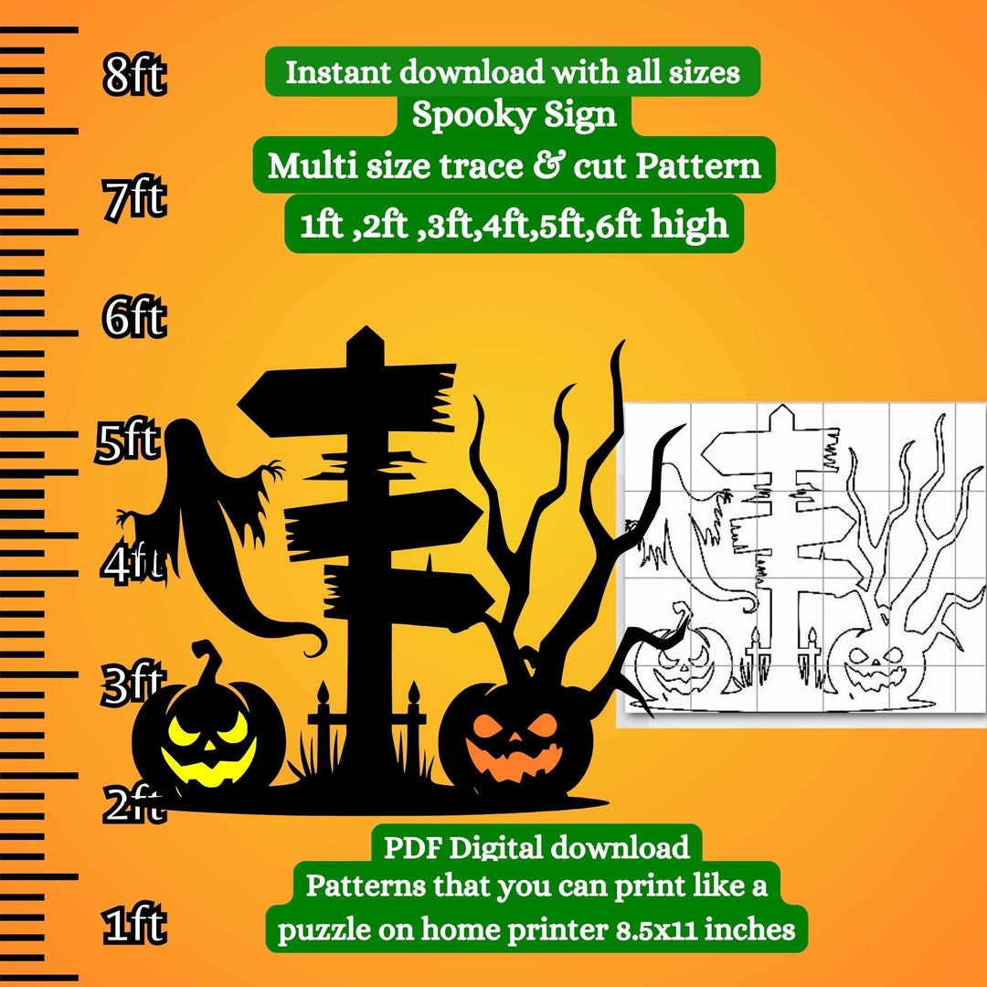 7ft 8ft Halloween Directional Sign Yard Art Decoration Template,print ...