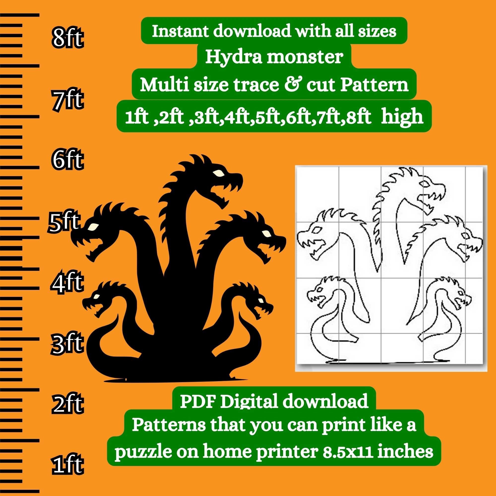 1-8ft 3 Headed Snake Monster PDF Template ,printable Trace and Cut ...