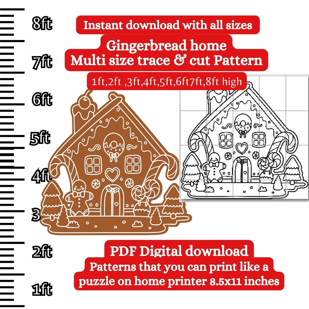 Life Size Gingerbread House Home, Pattern PDF Template ,printable Trace ...
