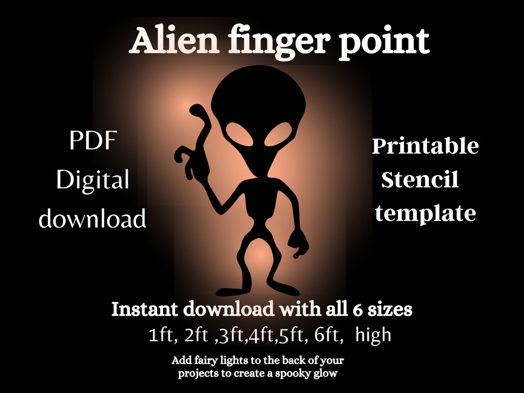 Small Large PDF Alien Stencil Silhouette Template, Ufo Yard Art Cut Out ...