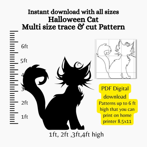 Halloween Cat Silhouette Pattern Halloween Witch Cat Design Vector