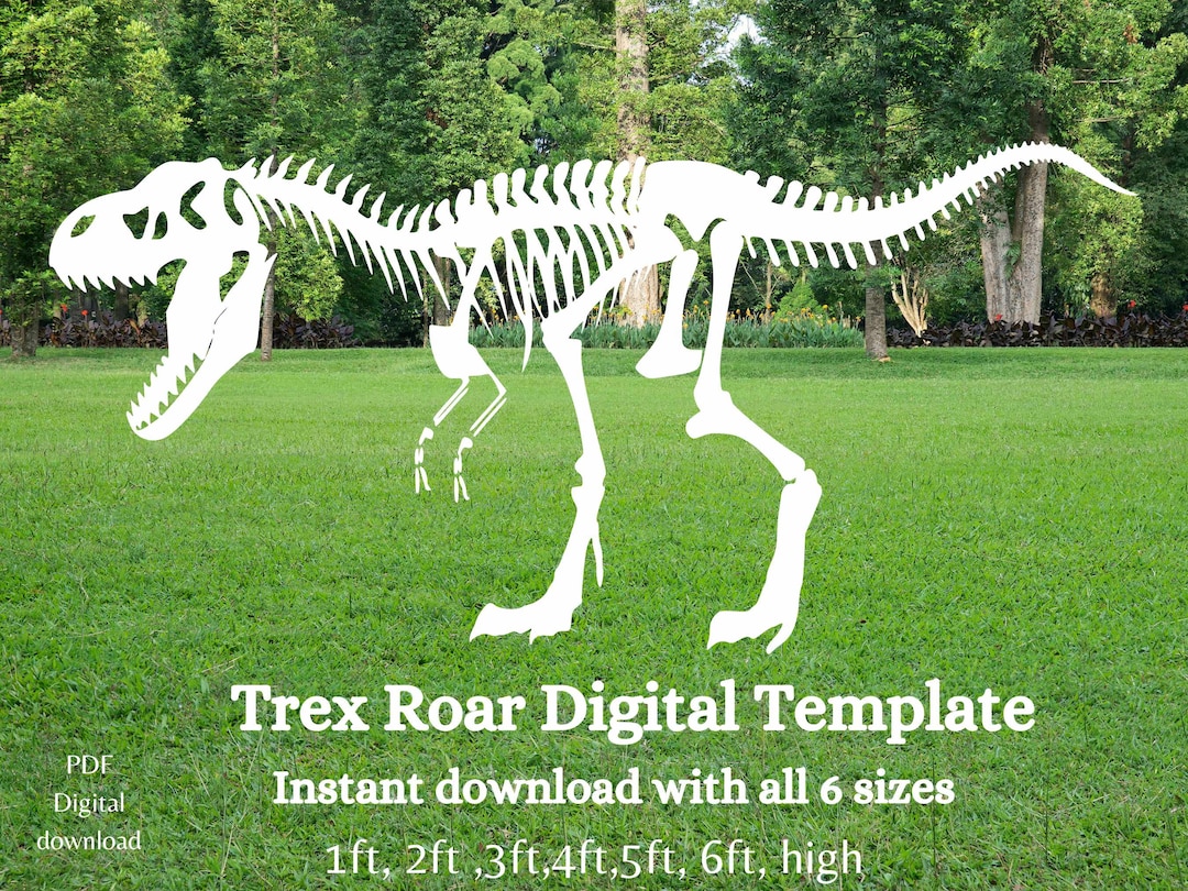 Life Size T Rex Skeleton PDF Pattern Stencil, Print Trace and Cut ...