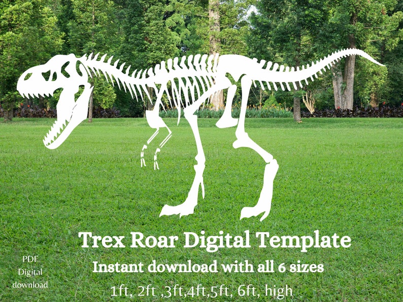 Life Size T Rex Skeleton PDF Pattern Stencil, Print Trace and Cut ...