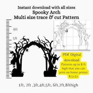 1ft-8ft Halloween Spooky Arch , Silhouette Print and Cut Template ...
