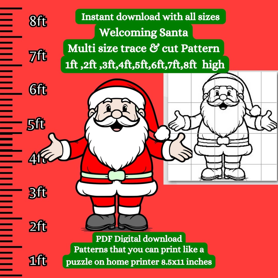 Life Size Welcoming Santa Clause Pattern PDF Template ,printable Trace ...