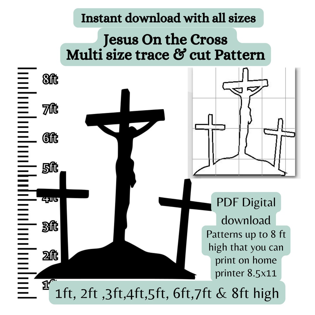 Jesus on the Cross, Calvary Silhouette Trace and Cut Pdf, Printable ...