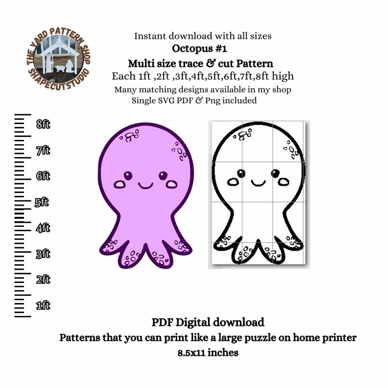 Baby Octopus Backdrop PDF Template ,printable Trace and Cut, Beach ...
