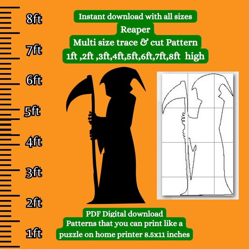 Reaper Prop Template, Mosaic Template, Halloween Silhouette ...