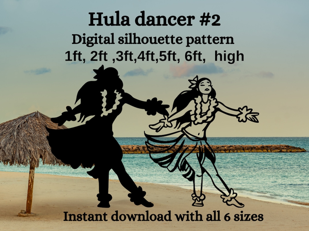 Hula Dancer Silhouette Template, Tiki Party Pdf Pattern, Luau Tiki ...