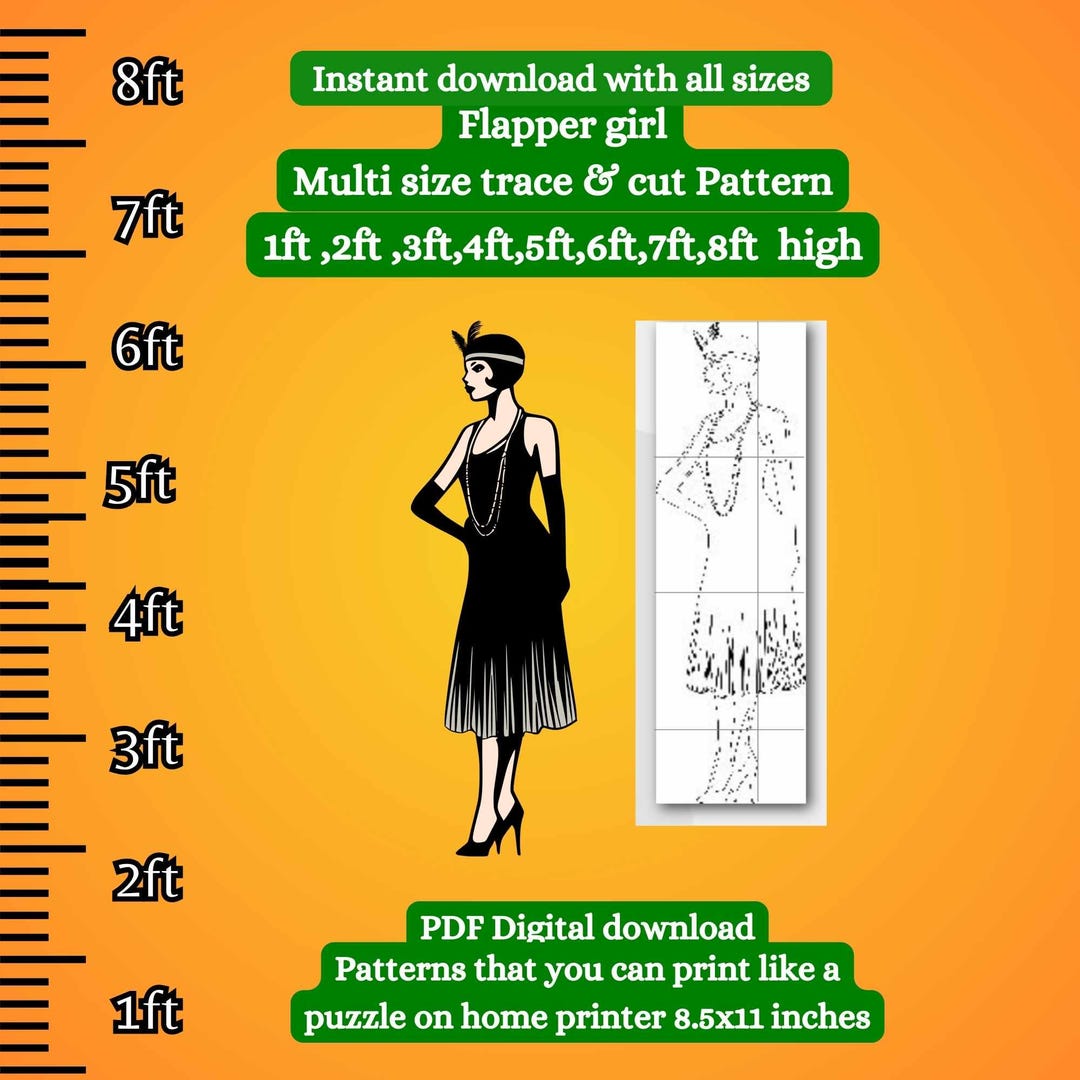 Life Size Gangster Flapper Pattern PDF Template ,printable Tracing Cut ...