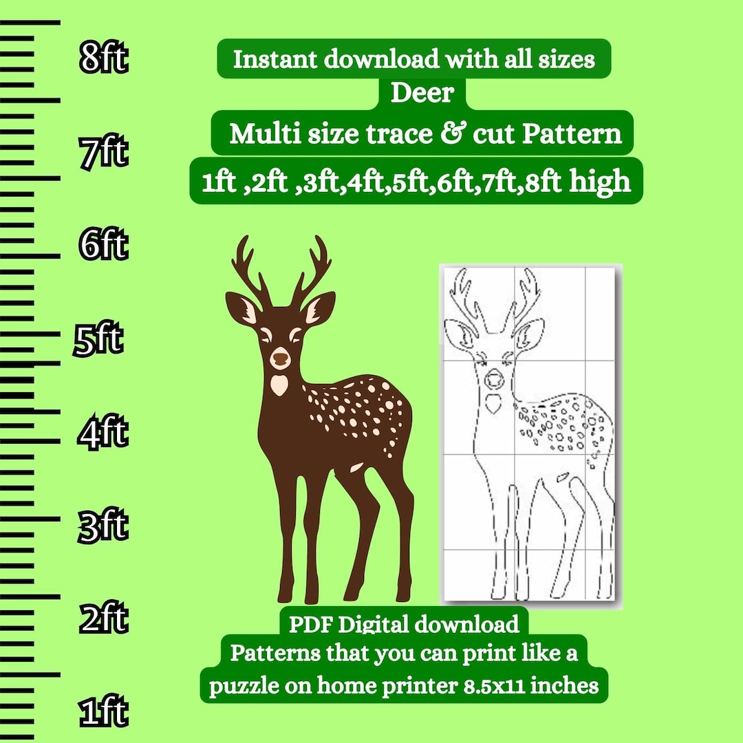 Life Size Detailed Doe Deer Silhouette Template Printable Trace and Cut ...