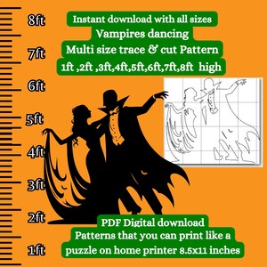 1ft-8ft Halloween Vampires Dancing, Silhouette Print and Cut Template ...