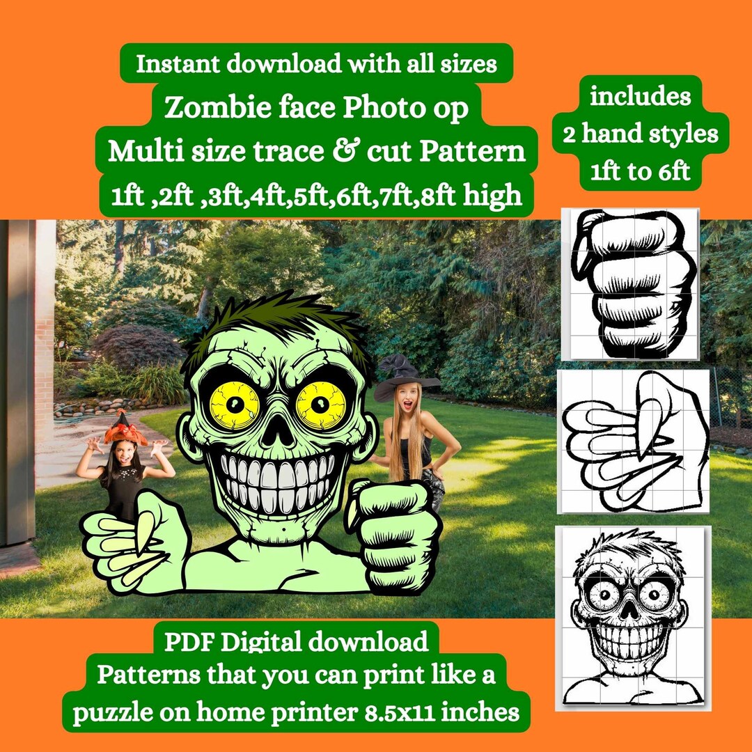 Giant Halloween Zombie Prop ,silhouette Printable Template, Spooky ...