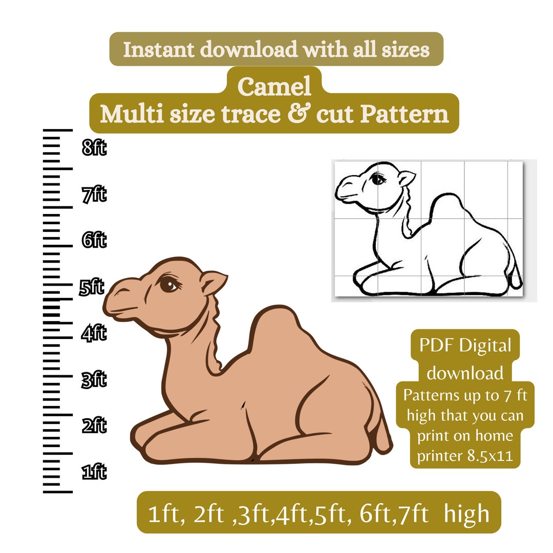 3ft 4ft 5ft Nativity Scene Silhouette Baby Camel PDF Template ...