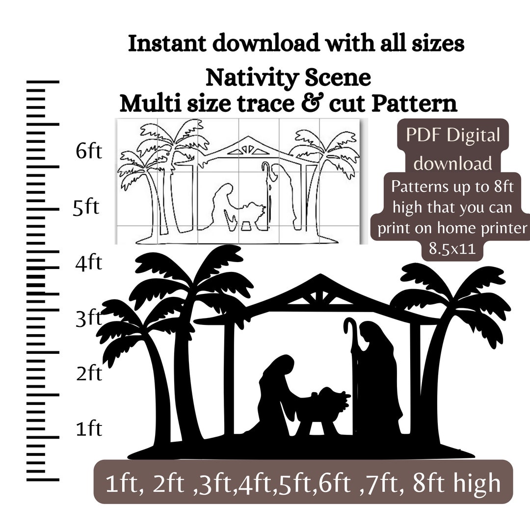 1ft to 8ft Nativity Set Diy Display, Christmas Silhouette Template ...