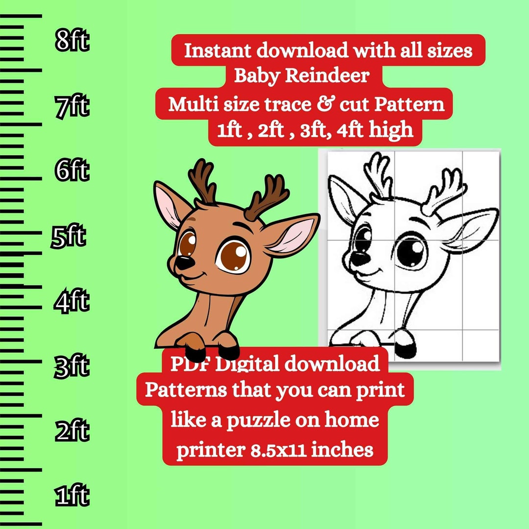 Life Size Reindeer Fence Topper Pattern PDF Template ,baby Deer ...
