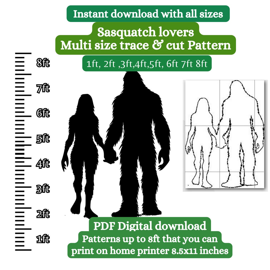 Life Size Sasquatch Couple Hands Template, PDF Stencil, Printable Large ...