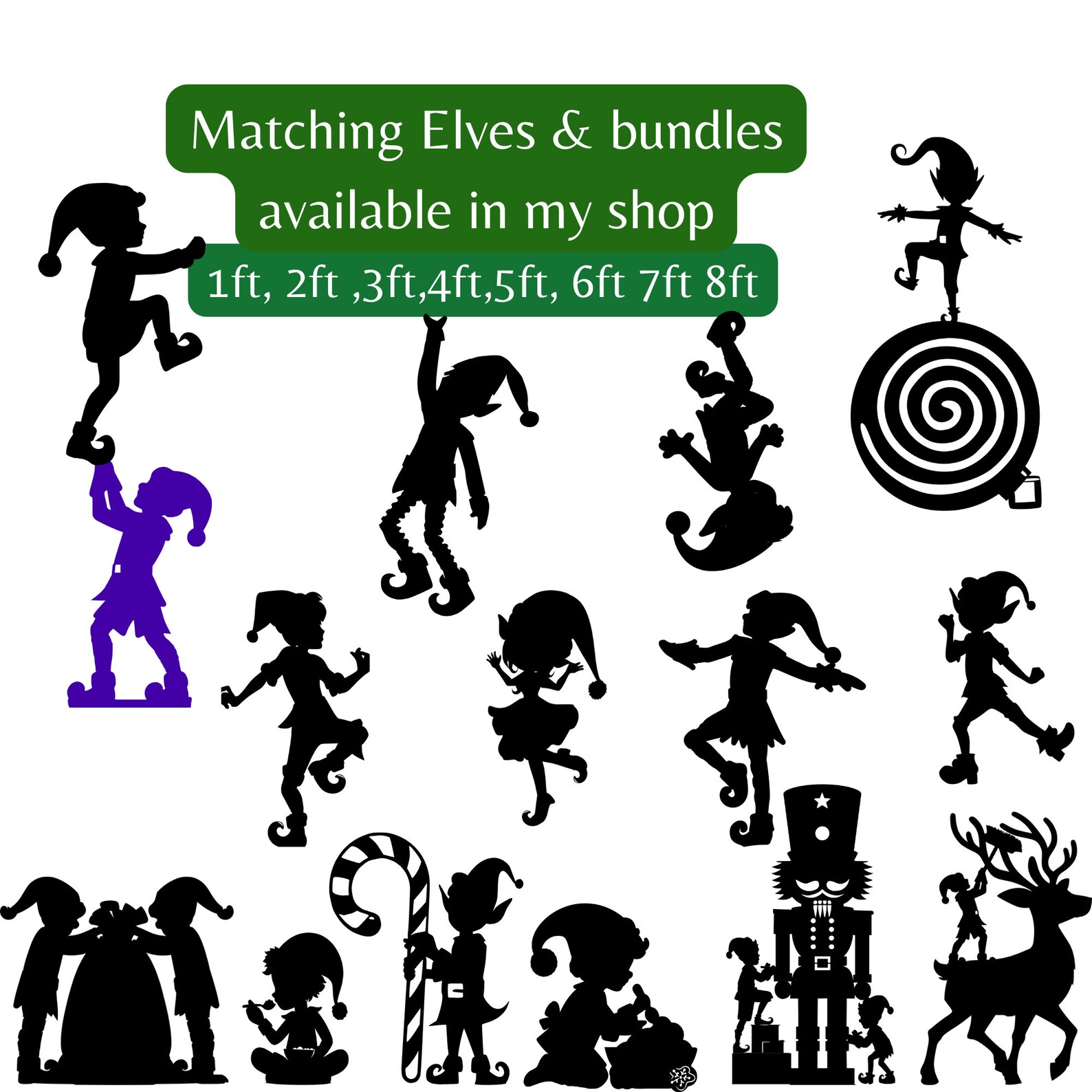 1ft 8ft Elf Cleaning Reindeer Antlers , Christmas Enlarged Pattern ...