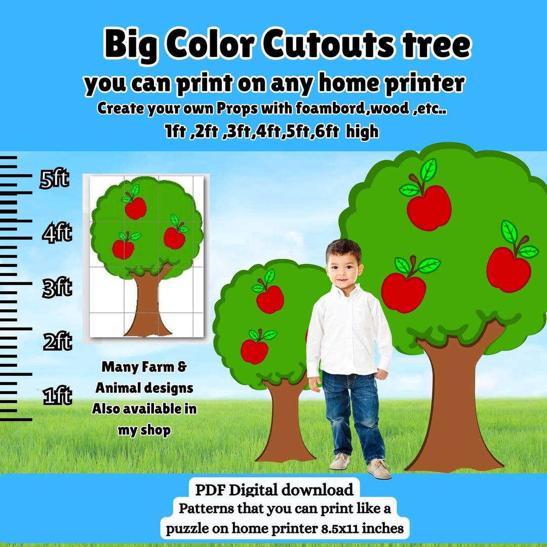 DIY Oversize Apple Tree Cut Out Standee Prop Pdf ,1-6ft Large Printable ...