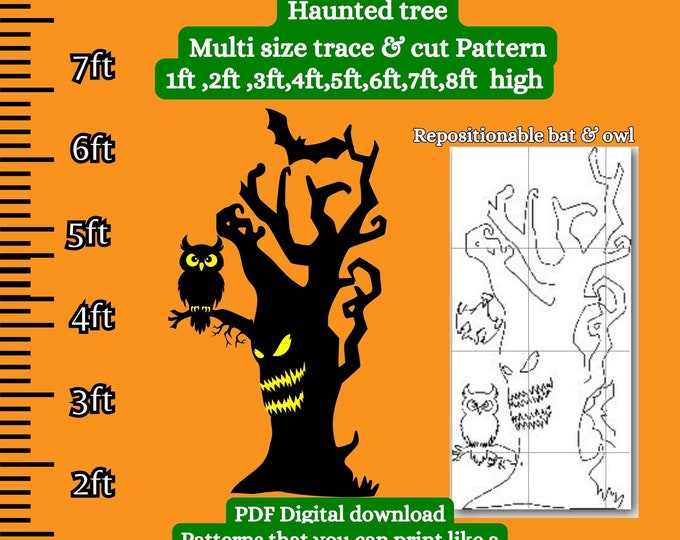 6ft, 7ft, 8ft Spooky Trees Halloween Template Printable, Trace and Cut ...