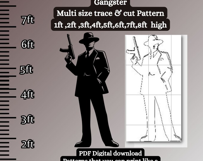 Life Size Gangster Mobster Pattern PDF Template ,printable Tracing Cut ...