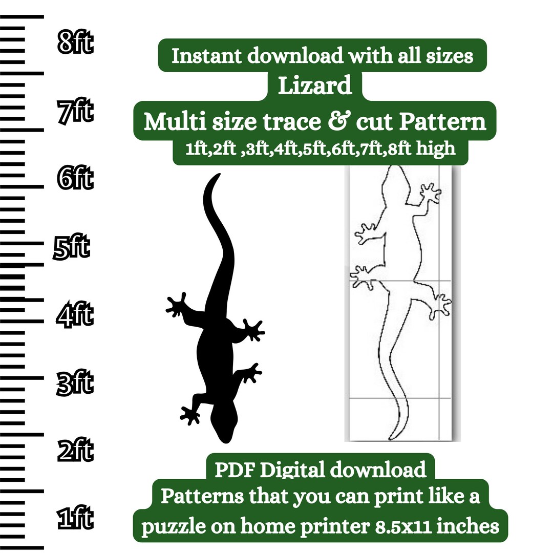 Reptile Silhouette Template,lizard Pattern, Pdf Trace and Cut ...
