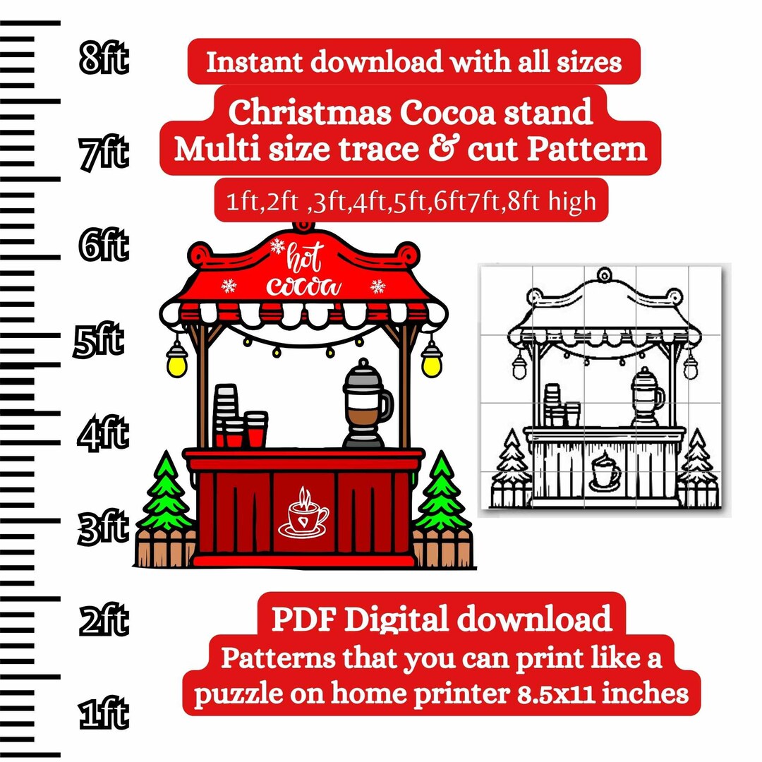 Life Size Hot Cocoa Stand, Food Cart Pattern PDF Template ,printable ...