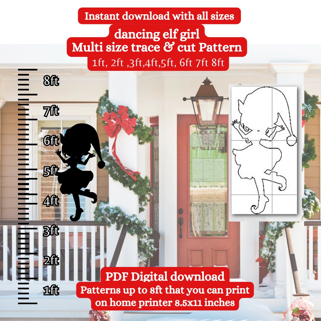3ft 4ft 5ft Dancing Elf Christmas Enlarged Pattern, Printable Pdf ...