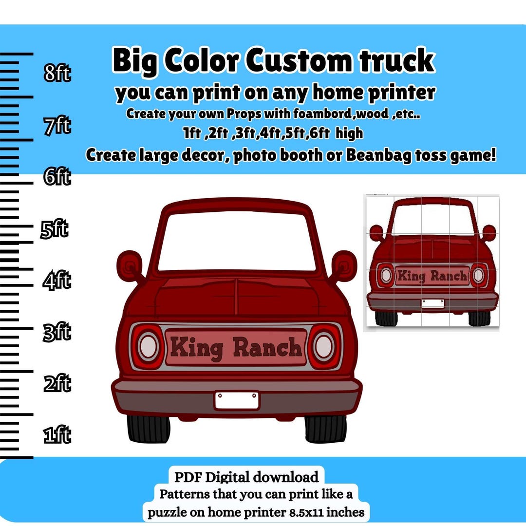 DIY Oversize Red Pick up Truck Front Cut Out Standee Prop Pdf ,1-6ft ...