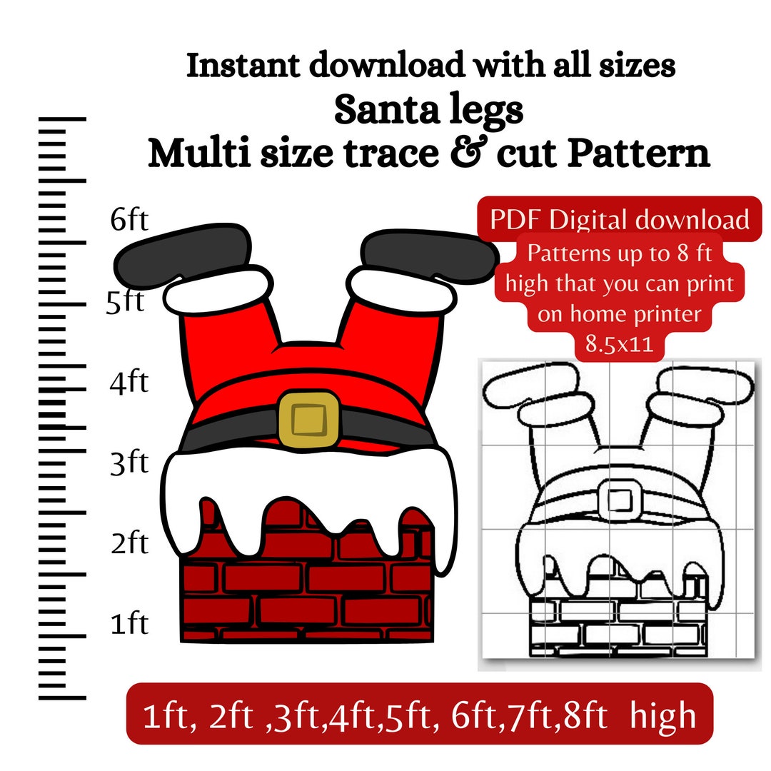 Santa Stuck in Chimney Yard Art Display Template Pattern, Printable Pdf ...