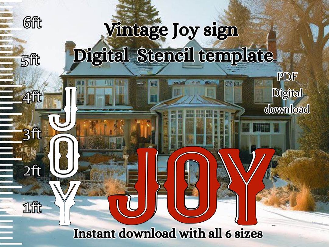 Vintage Joy J O Y Letters Stencil Letters in 6 Sizes, Pdf Printable ...