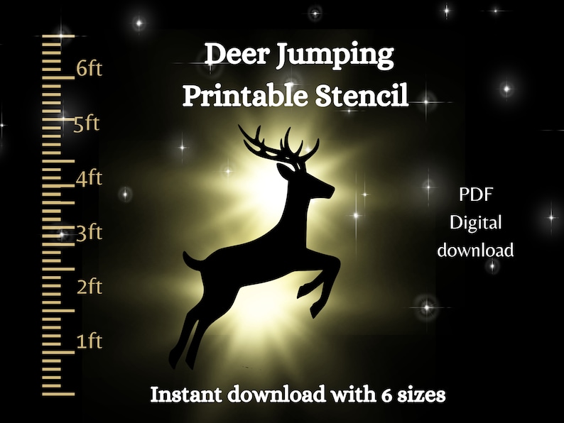 Large Reindeer Silhouette,flying Deer Silhouette Printable Trace and ...