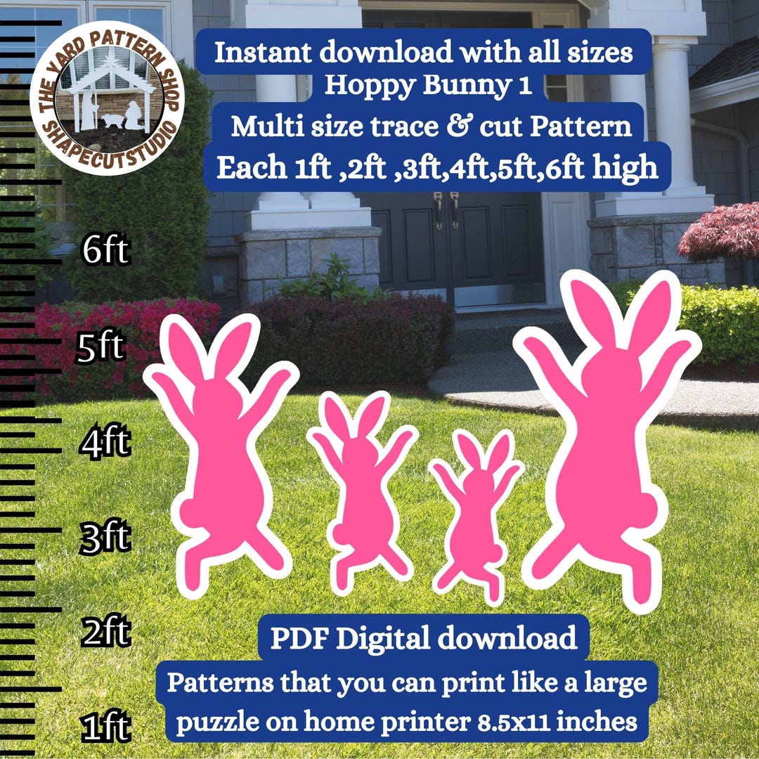 1ft to 6ft Diy Easter Yard Art Hoppy Easter Bunny #3 PDF Template ...