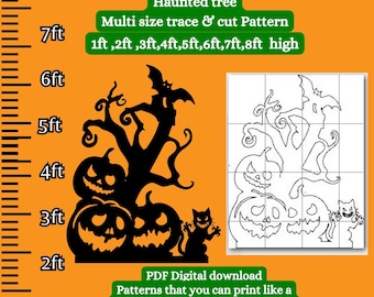 7ft 8ft Haunted Tree Yard Art Decoration Template, Print & Cut ...