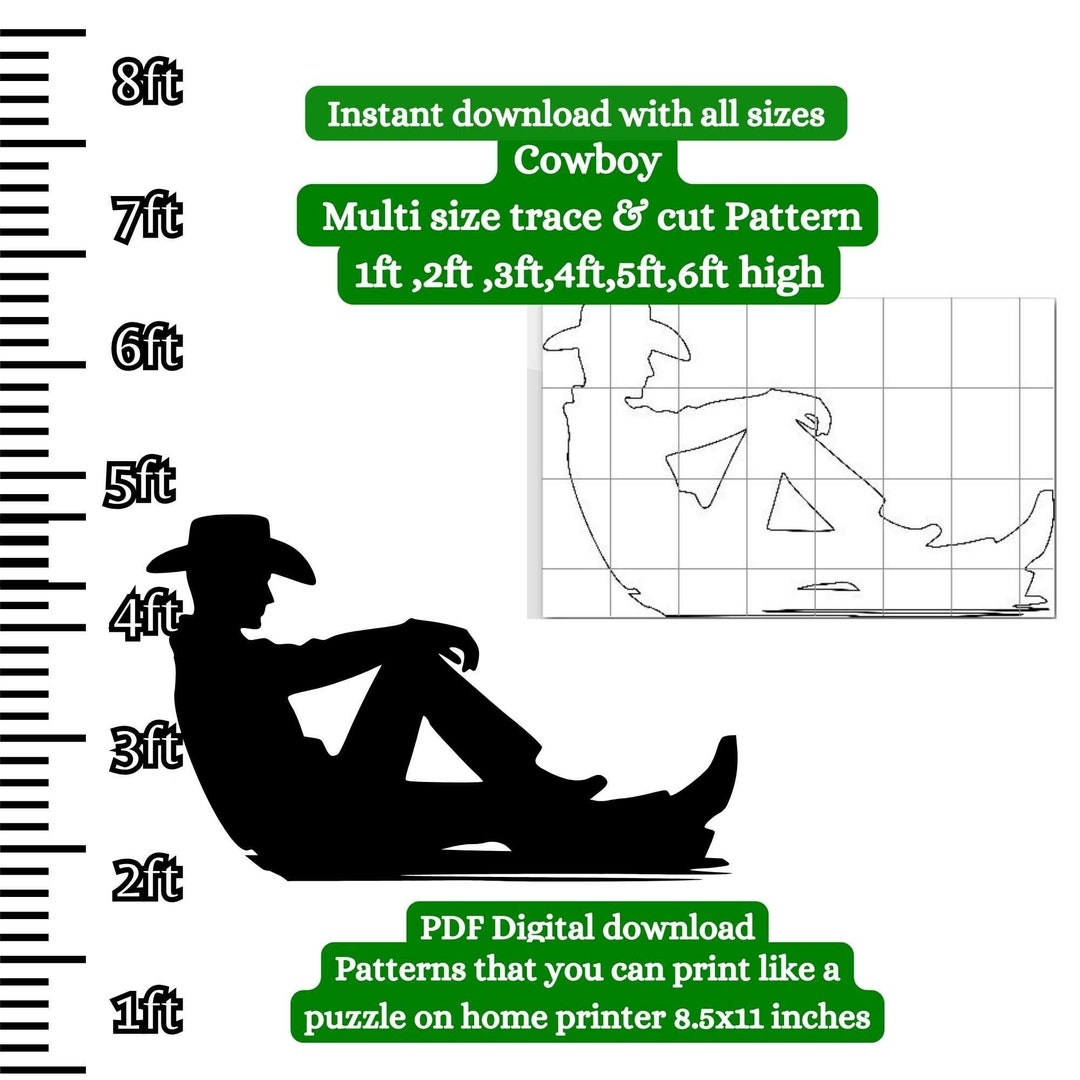Diy Leaning Cowboy Standee Cutout Silhouette Template, Western Theme ...