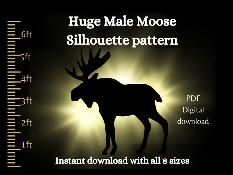 8ft Male Bull Moose Silhouette Printable Trace and Cut - Etsy