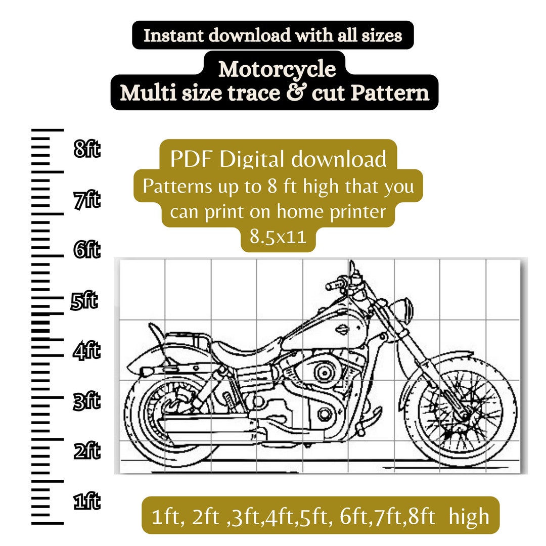 Life Size Motorcycle Pattern PDF Template ,printable Trace and Cut ...