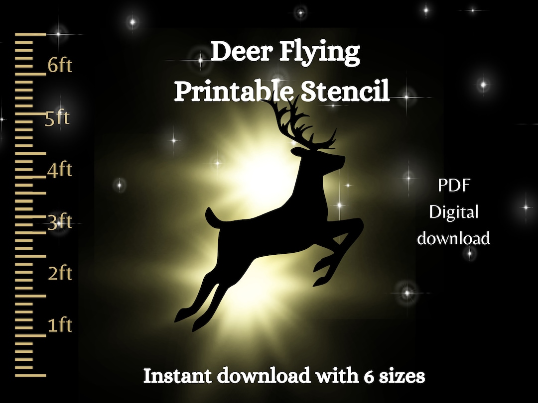 4ft Flying Reindeer for Santa Sleigh Template Printable Trace and Cut ...