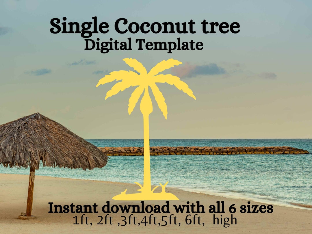 5ft 6ft Coconut Tree, Palm Tree PDF Template ,printable Trace and Cut ...