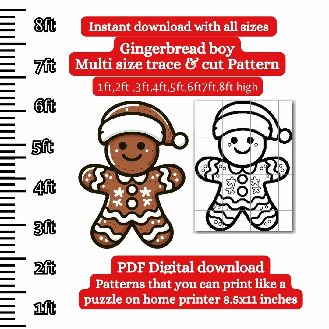 Life Size Gingerbread Man, Pattern PDF Template ,printable Trace and ...