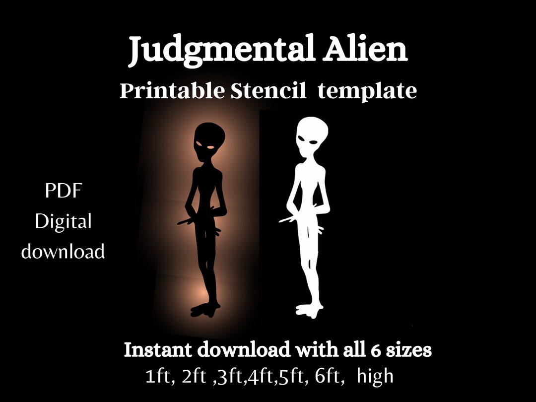 Life Size Alien Silhouette Template, 4ft 5ft 6ft PDF Stencil, Yard Art ...
