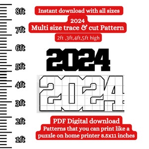 Life Size 2024 Numbers, Graduation Silhouette Template, Yard Art ...