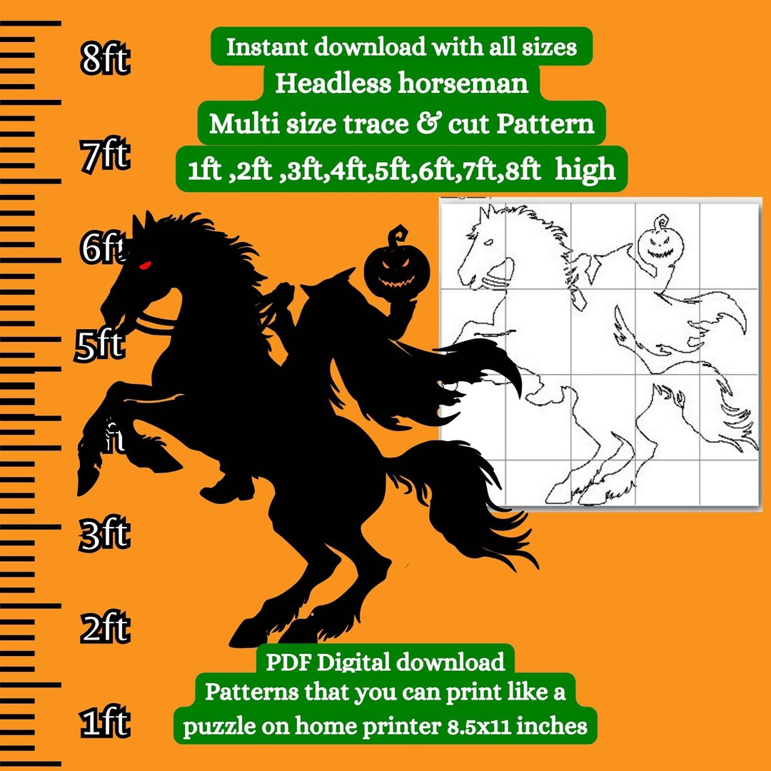 Diy Halloween Yard Art 1ft-8ft Garage Door Silhouette Pdf Template ...