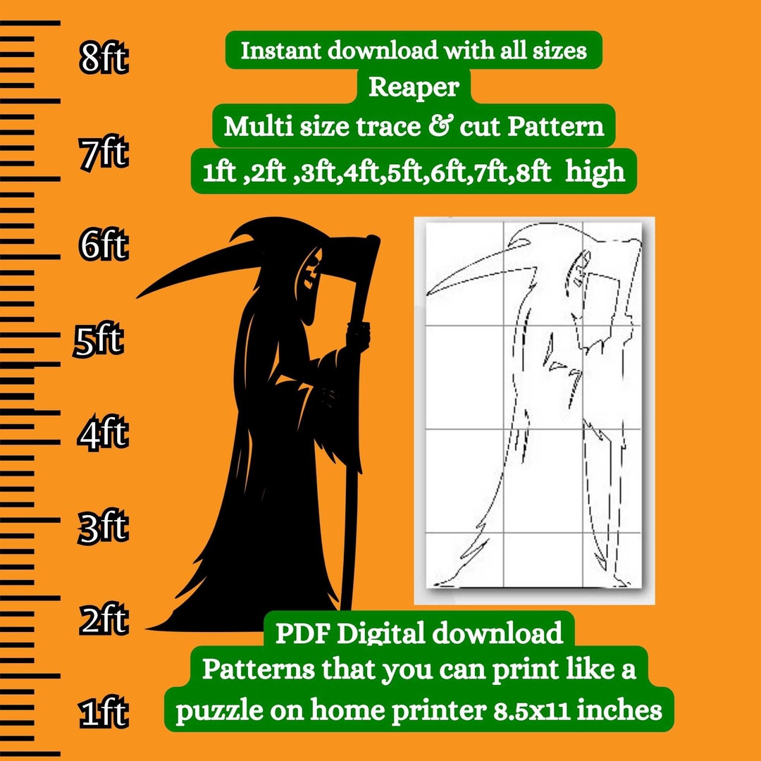 Reaper Prop Template, Mosaic Template, Halloween Silhouette ...