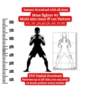 Boxer Silhouette, Printable Pdf Stencil Pattern, Boxing Woodworking ...