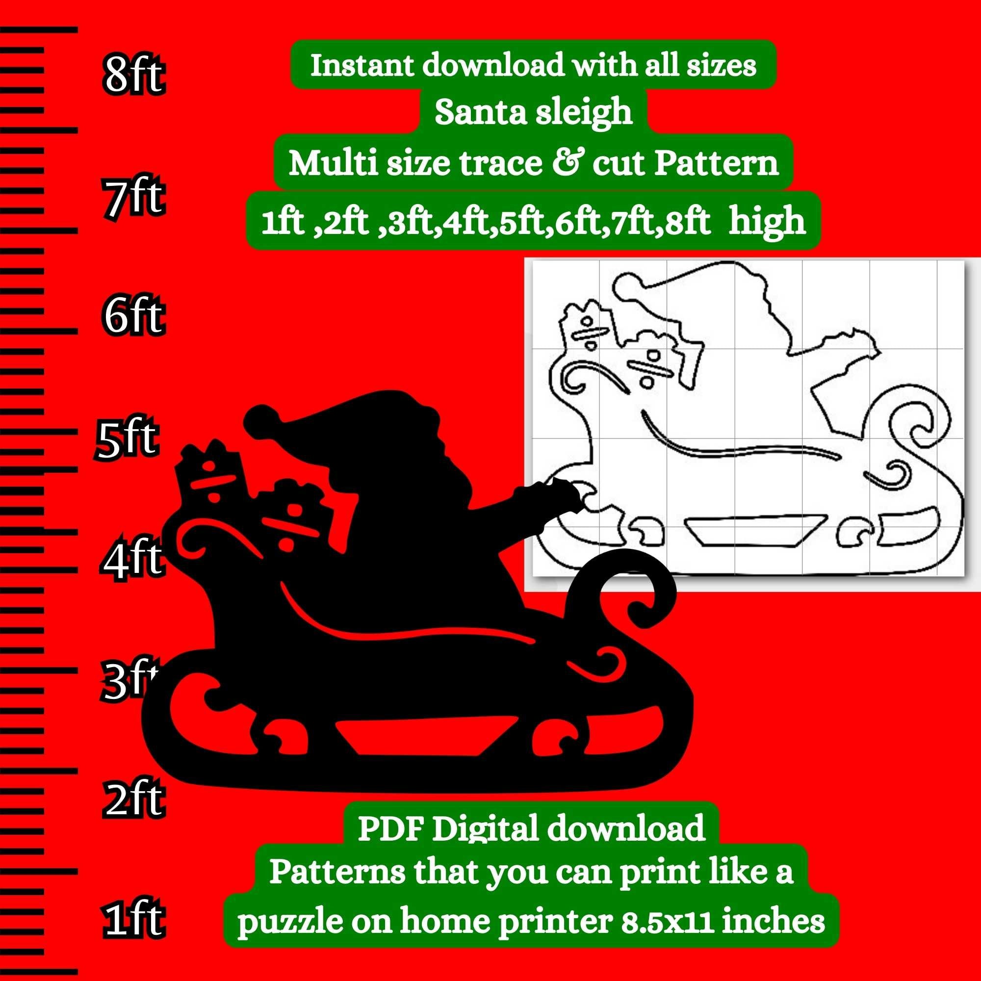 8ft Life Size Santa Sleigh Pattern PDF Template ,printable Trace and ...