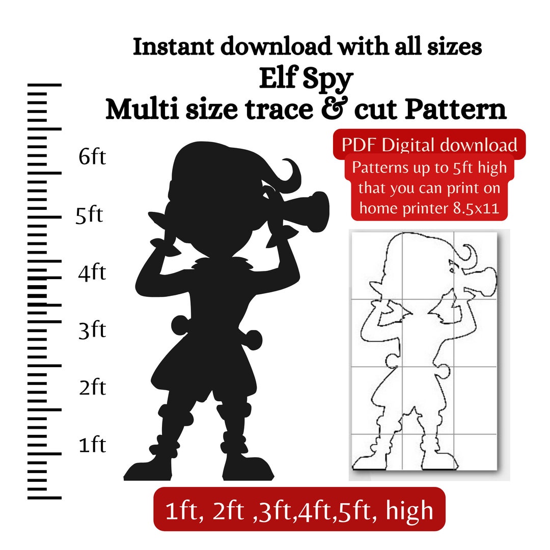 Spy Elf Silhouette,yard Art Display Template Pattern, Printable Pdf ...