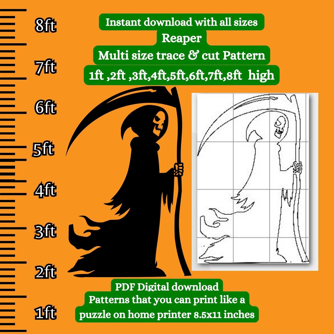 Reaper Prop Template, Mosaic Template, Halloween Silhouette ...